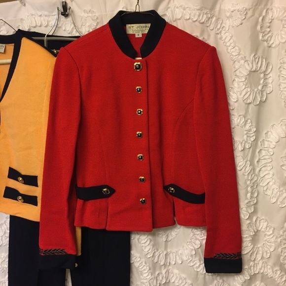 St. John | Sweaters | Red St John Sweater With Matching Navy Pants ...